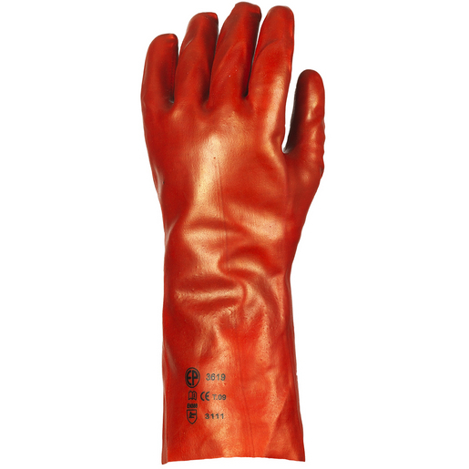 Gant PVC rouge 36cm, résistant aux produits chimiques